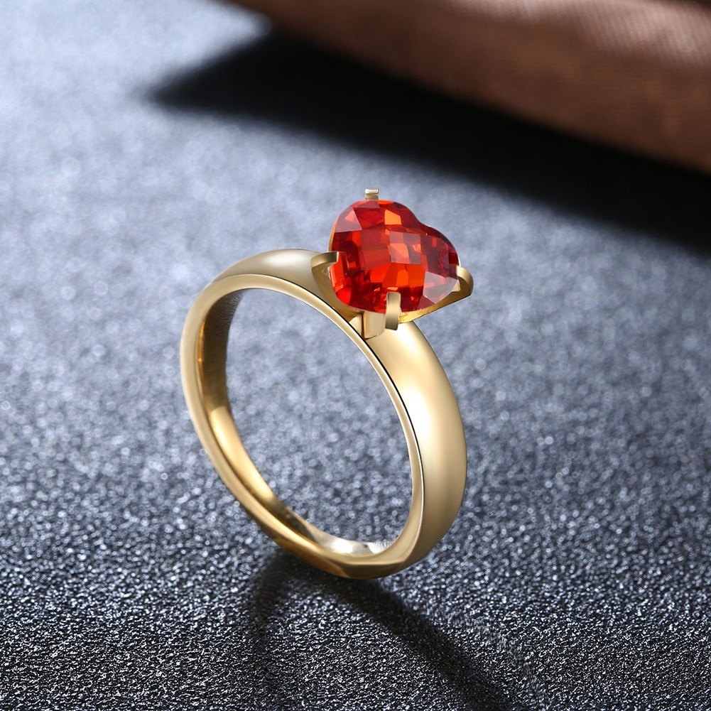 Natural Designed Stainless Steel Red Fashion Rings