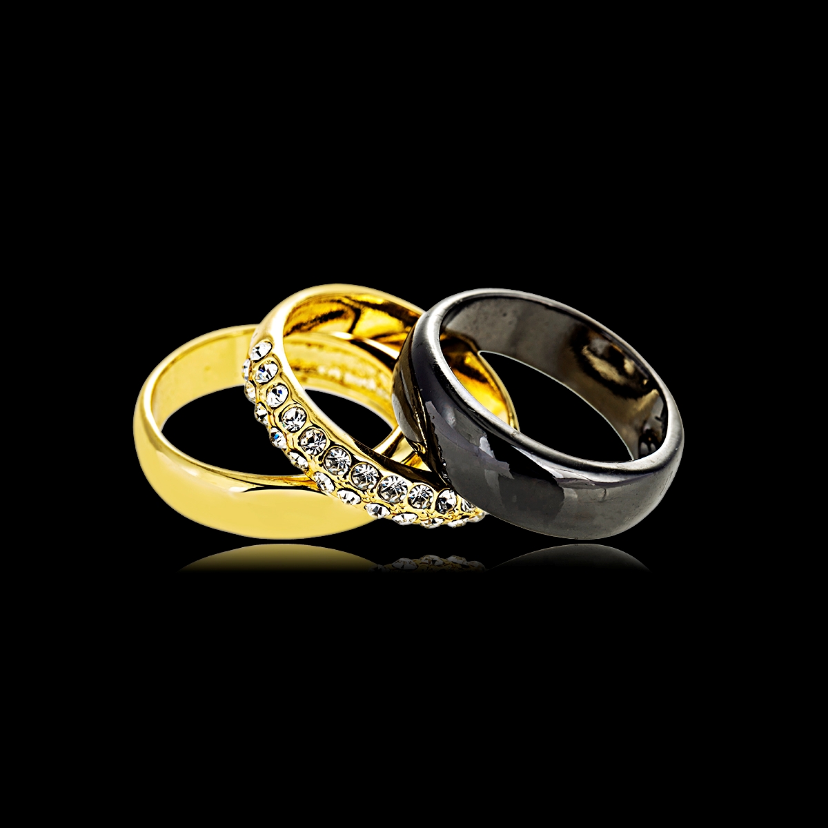 Gold Plated Artificial Crystal Band Ring for Female