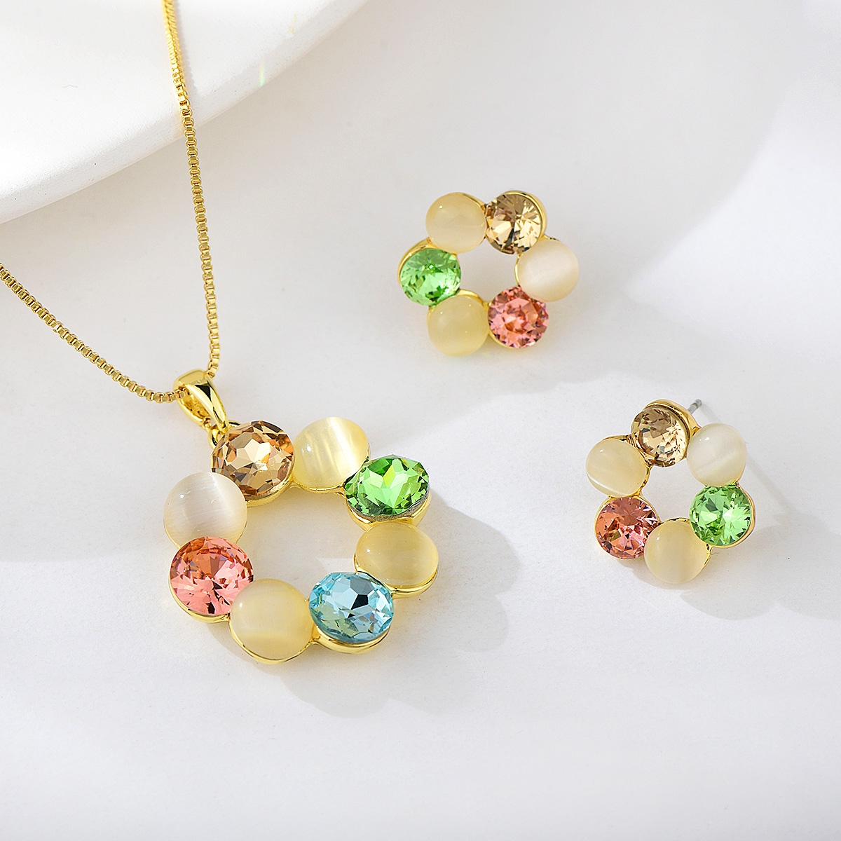 New Opal Colorful 2 Piece Jewelry Set